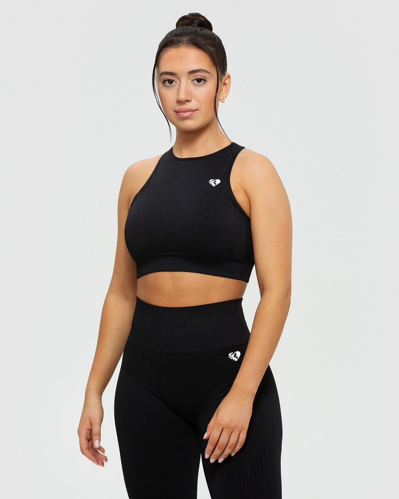 Power Seamless High Neck Bra Black | Women's Best